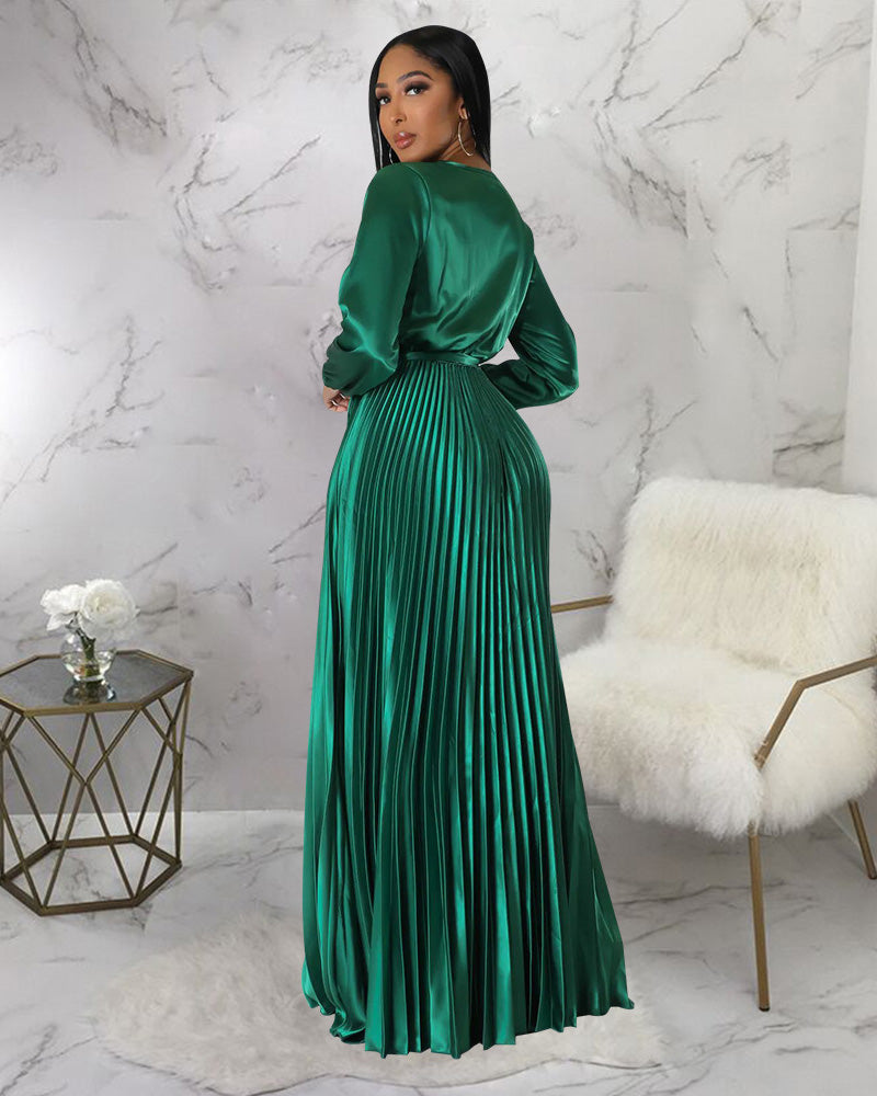 SATIN PLEATED MAXI DRESS – Sassy2