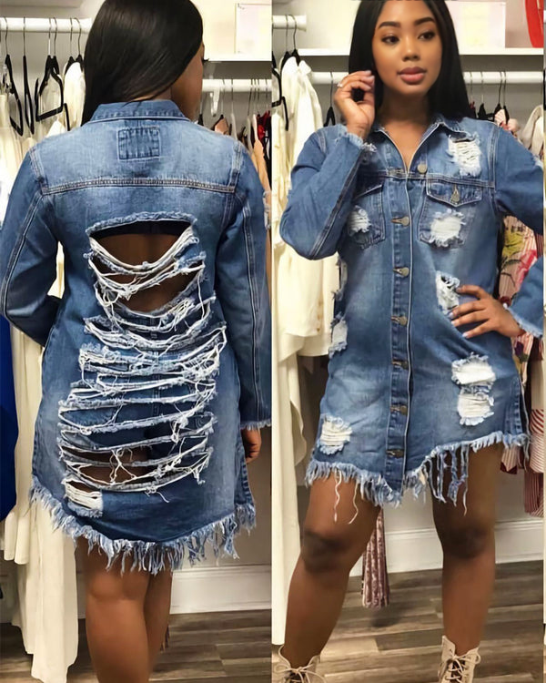 DAMAGED DENIM JACKET – Sassy2