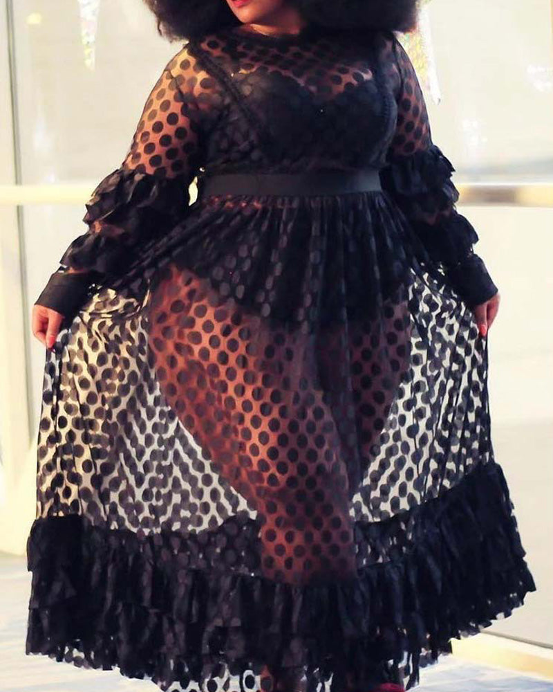 Sheer Polka Dot Maxi Dress Sassy2