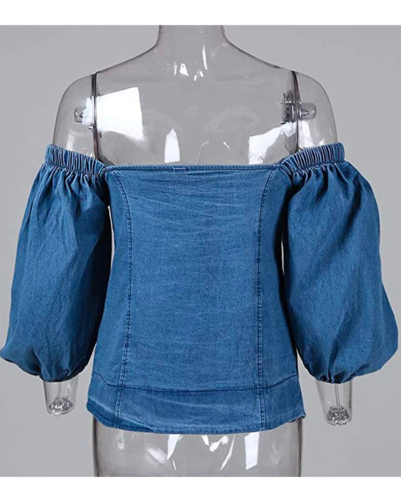 off the shoulder denim top – Sassy2